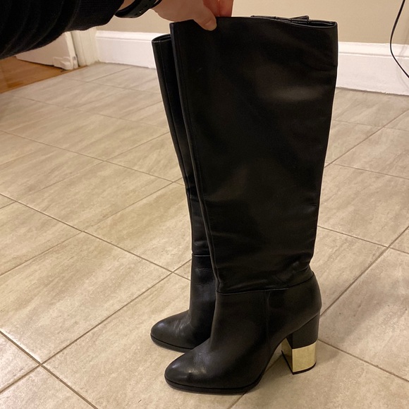 Aldo | Shoes | Aldo Tall Boots Size 9 Black And Gold | Poshmark